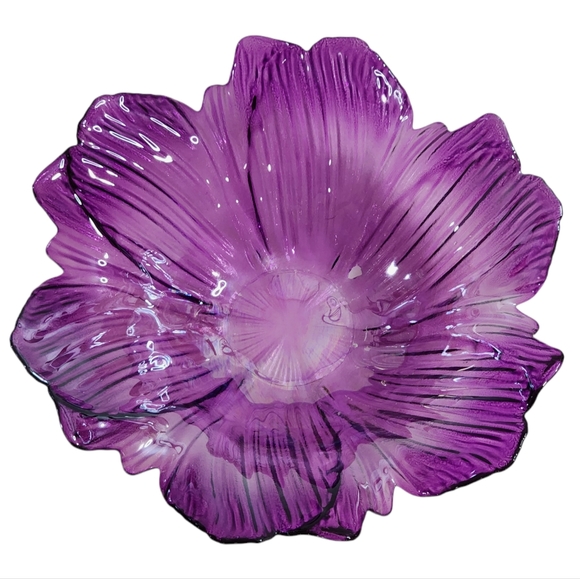 Accents | Purple Flower Shaped Glass Centerpiece Bowl 9 Inch | Poshmark
